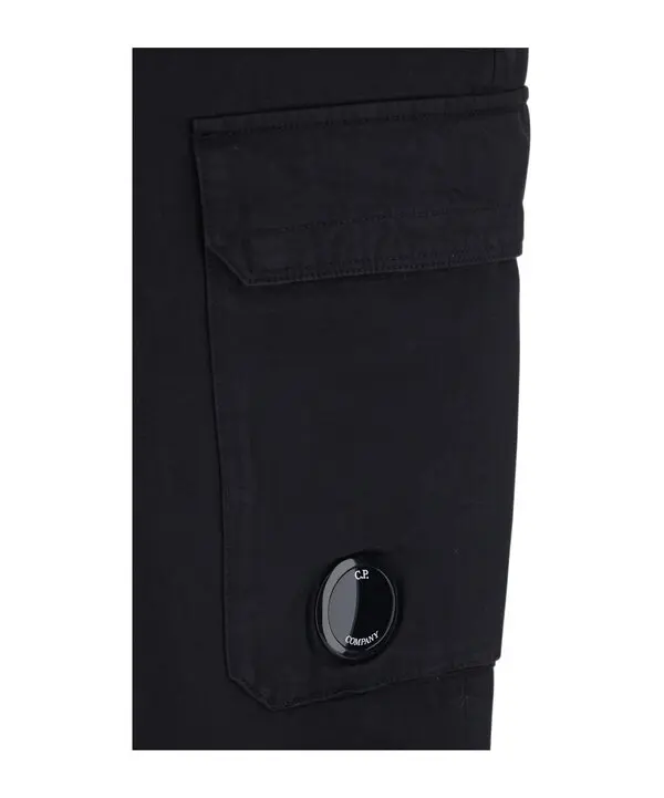 C.P. COMPANY Logo Plaque Cargo Trousers - Black