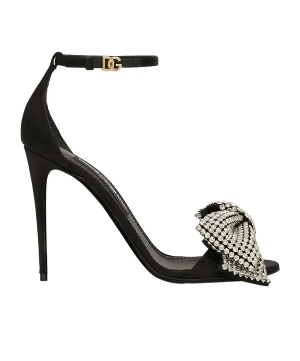 Dolce & Gabbana Embellished Dg Logo Sandals With Bow Detailing