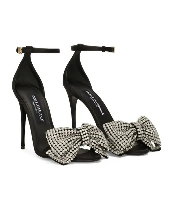 Dolce & Gabbana Embellished Dg Logo Sandals With Bow Detailing