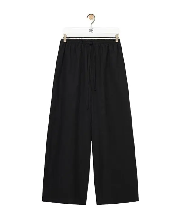 Loewe Cropped Trousers With Elasticated Waist And Drawstring - Black