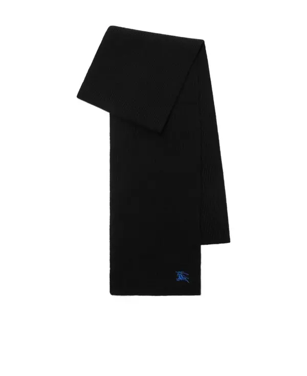 Burberry Ekd Embroidered Ribbed-knit Scarf - Black