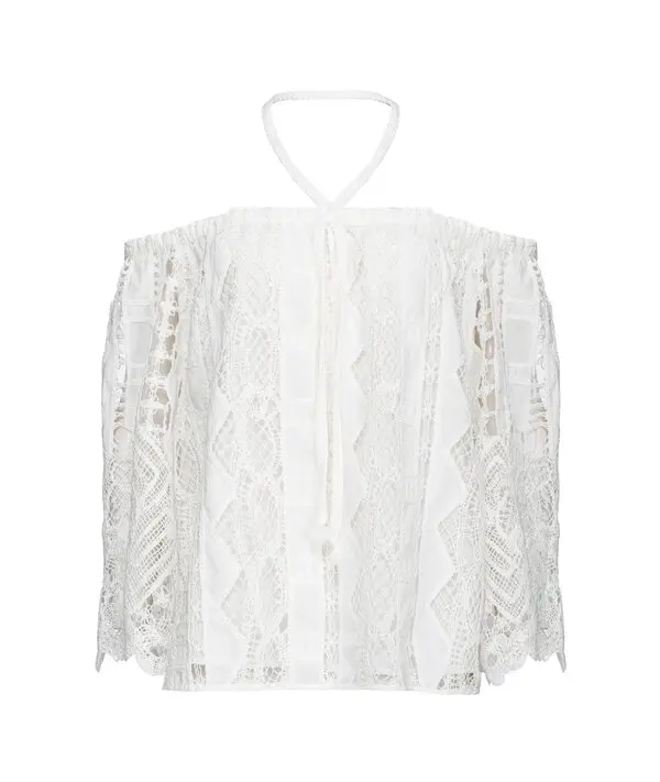 Pinko Notorious Curled Neckline Blouse - White