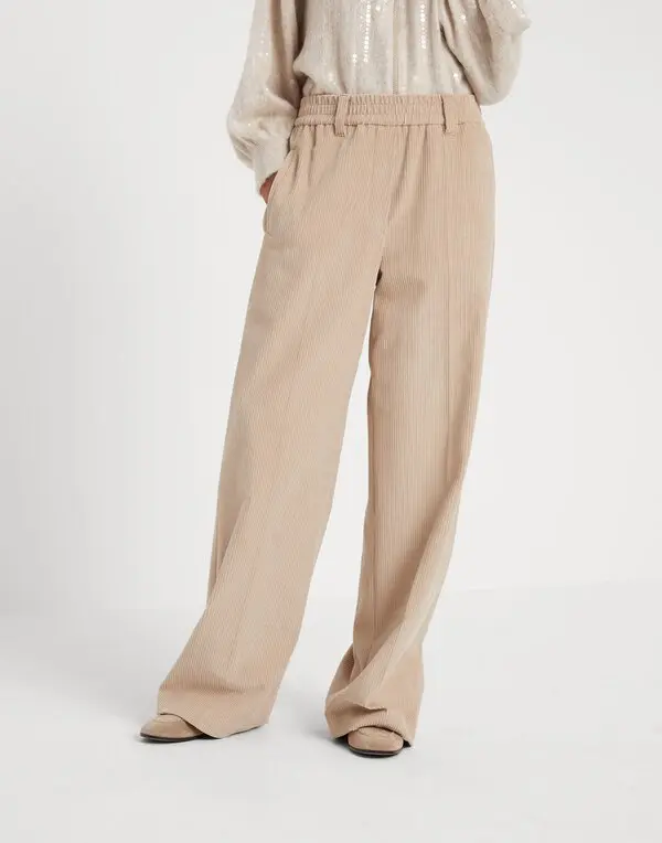 Brunello Cucinelli Corduroy Wide-leg Trousers - Beige