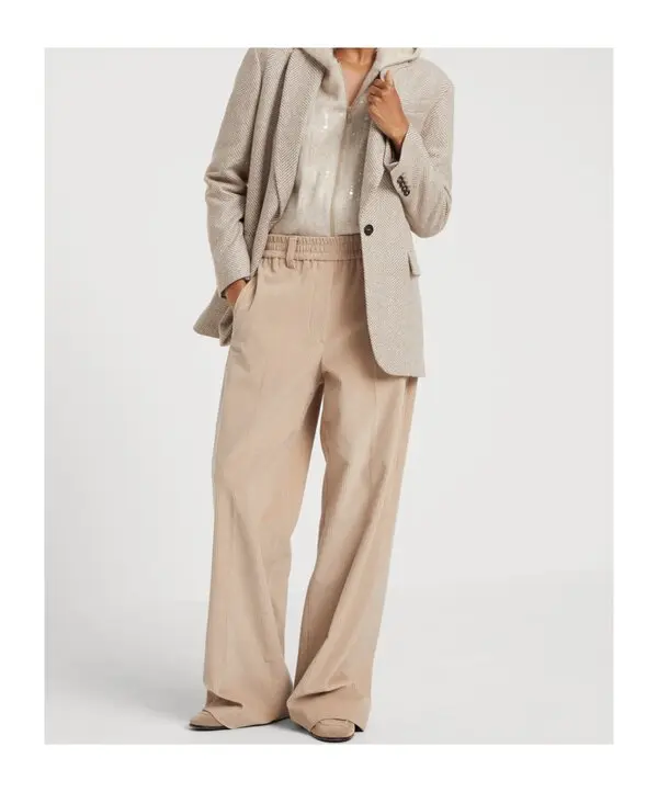Brunello Cucinelli Corduroy Wide-leg Trousers - Beige