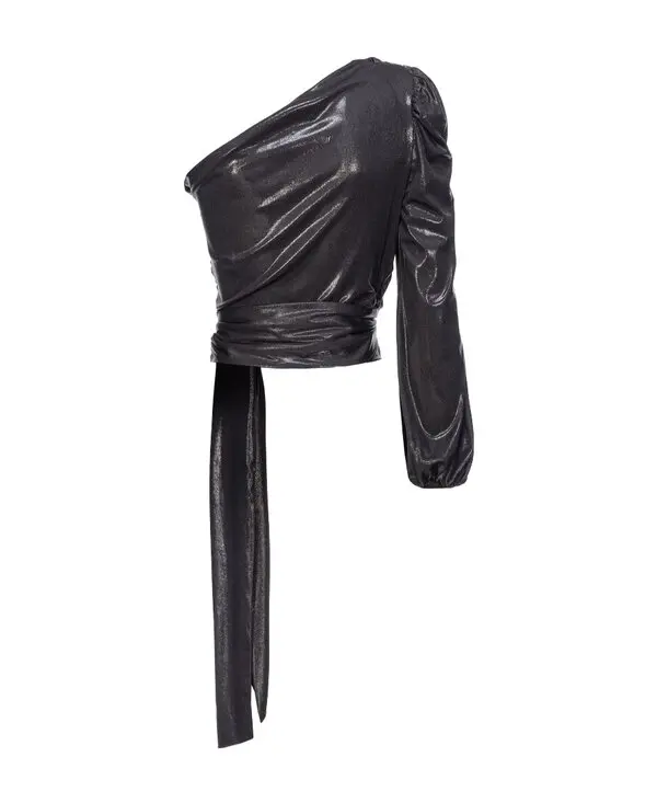 Pinko One-shoulder Lace-detailed Ruched Top