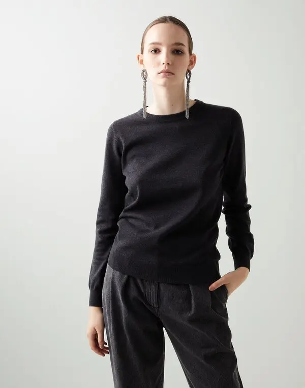 Brunello Cucinelli Long Sleeve Cashmere Knit Top - Black
