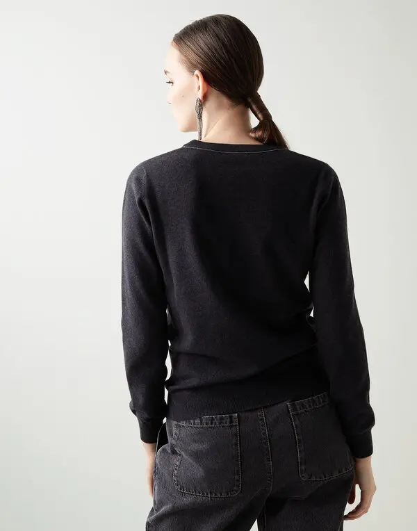 Brunello Cucinelli Long Sleeve Cashmere Knit Top - Black