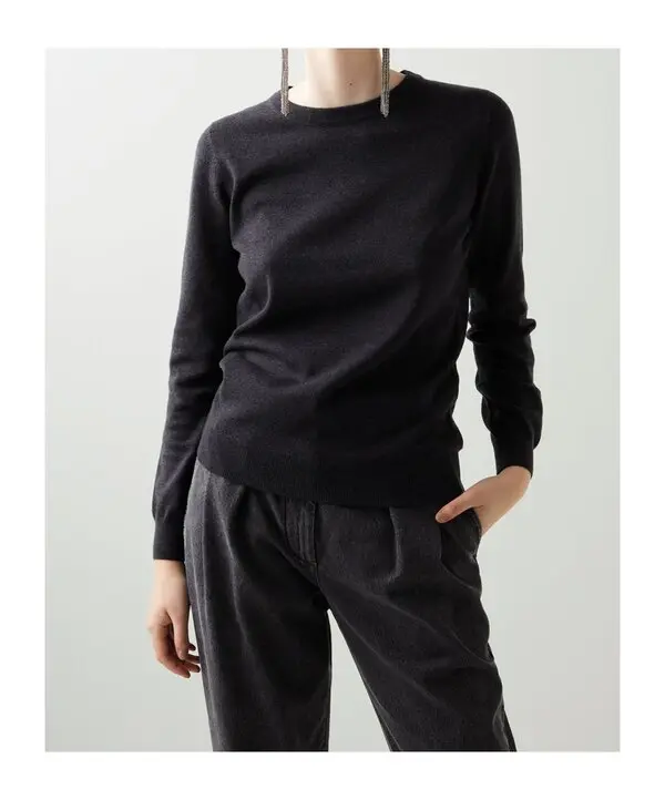 Brunello Cucinelli Long Sleeve Cashmere Knit Top