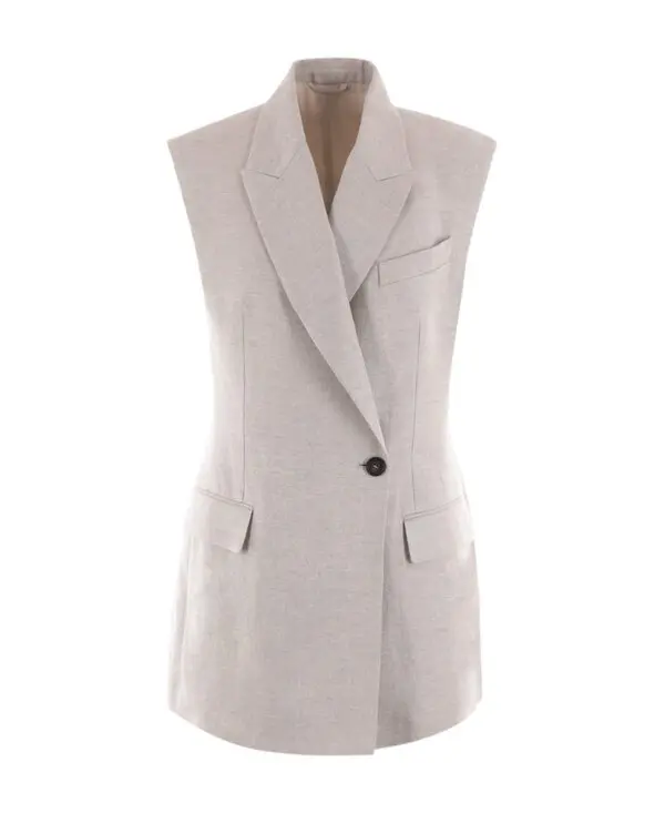 Brunello Cucinelli V-neck Sleeveless Jacket - Nude