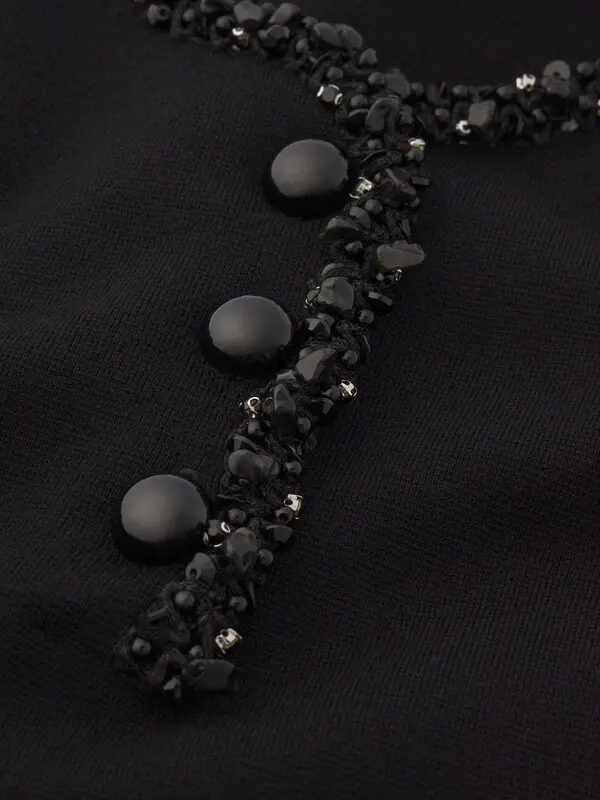 FRAME Beaded Trim Round Neck Short Sleeve Dress