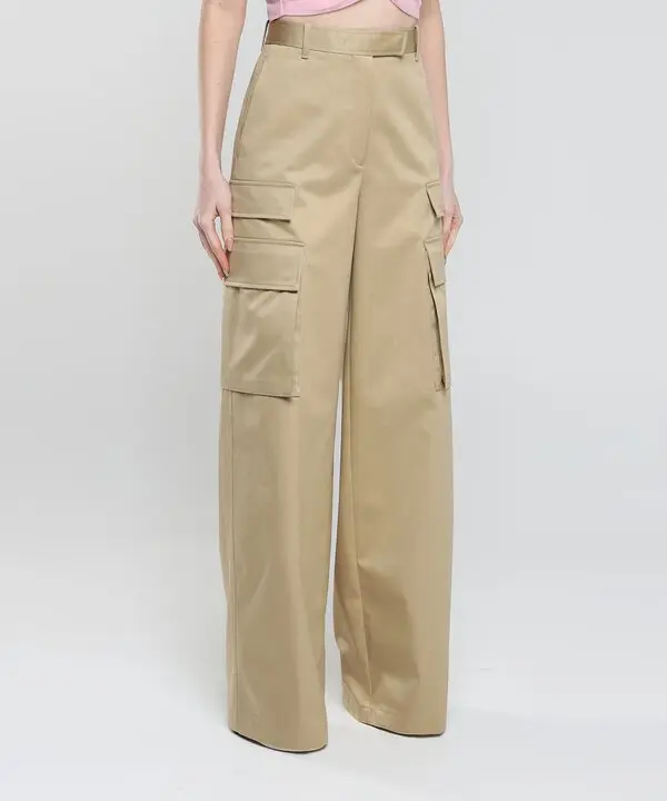 Versace High-waisted Wide-leg Cargo Trousers - Nude