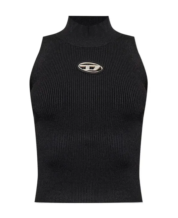 DIESEL® Ribbed-knit Turtleneck Top - Black