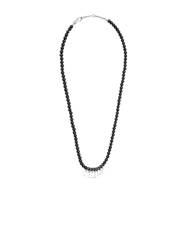 Celine Monochroms Necklace In Onyx And Brass - Black/silver