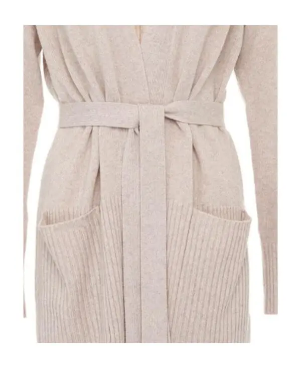Max Mara Tie Detailed V-neck Cardigan - Nude