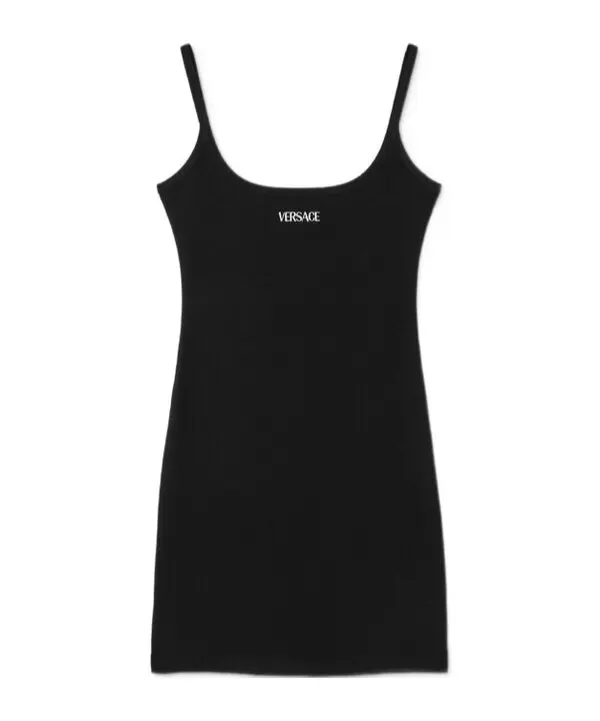 Versace Logo Embroidered Sleeveless Dress