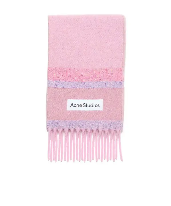 Acne Studios Fringed Logo Scarf - Pink