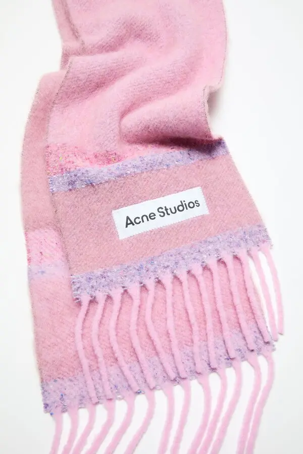 Acne Studios Fringed Logo Scarf - Pink