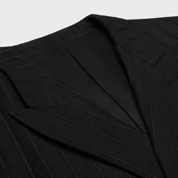 Celine Carnaby Jacket In Striped Wool Gabardine - Black/maroon