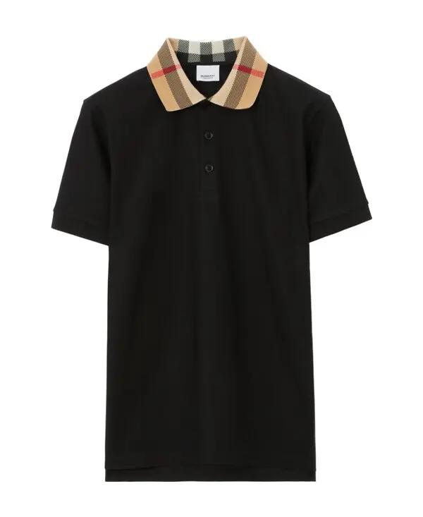 Burberry Checked Short-sleeved Polo Shirt - Black