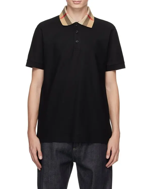 Burberry Checked Short-sleeved Polo Shirt - Black