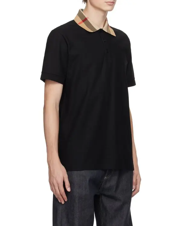 Burberry Checked Short-sleeved Polo Shirt - Black