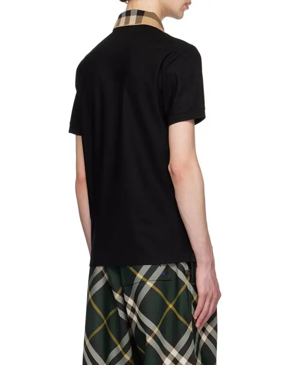 Burberry Checked Short-sleeved Polo Shirt - Black