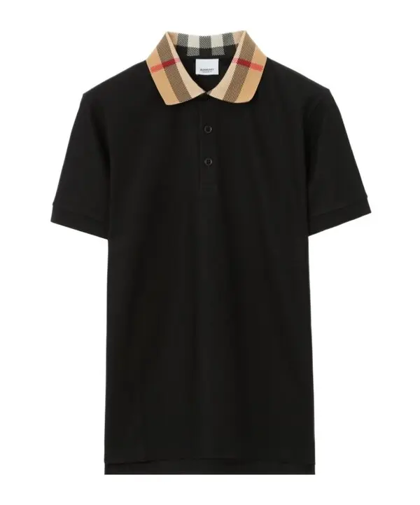 Burberry Checked Short-sleeved Polo Shirt - Black