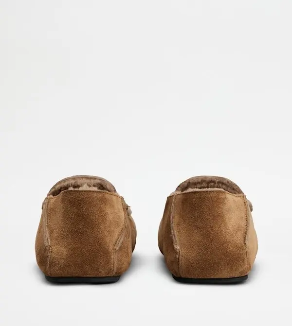 TOD'S Suede Slipper Loafers With Shearling Lining