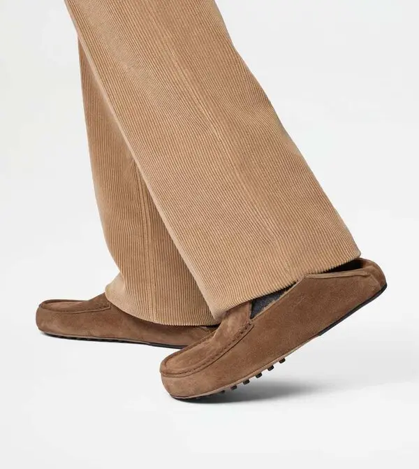 TOD'S Suede Slipper Loafers With Shearling Lining