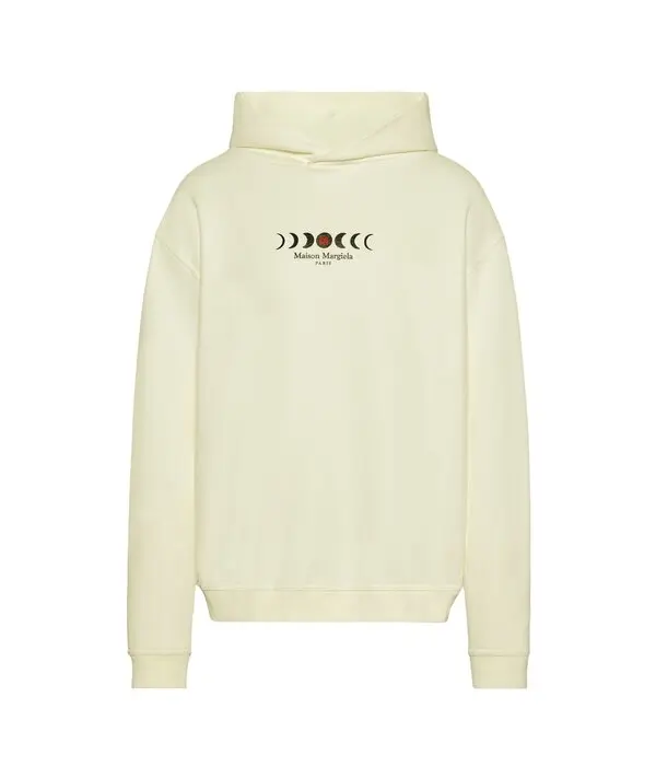 MAISON MARGIELA Logo Printed Long-sleeved Hoodie - White