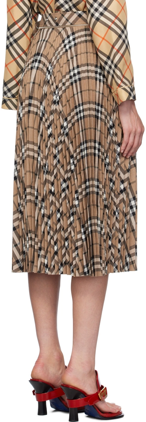 Burberry Checked Pleated Midi Skirt - Elm