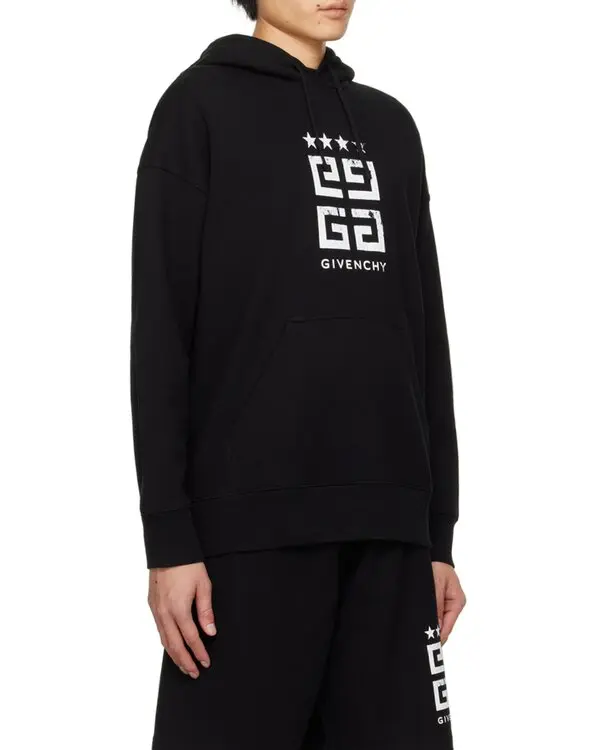 Givenchy Logo Print Drawstring Hoodie - Black