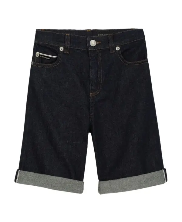 Dolce & Gabbana Logo-patch Denim Bermuda Shorts - Black