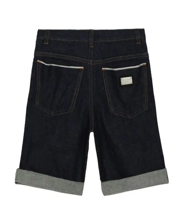 Dolce & Gabbana Logo Patch Denim Bermuda Shorts
