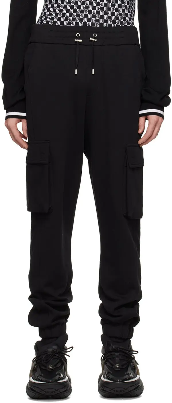 Balmain Pocket Detailed Drawstring Cargo Trousers - Black