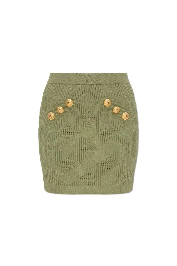 Balmain Button-detailed Mini Skirt - Green