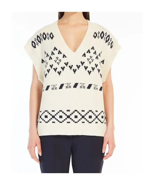 Max Mara Norway Jacquard Knit Vest - Nude