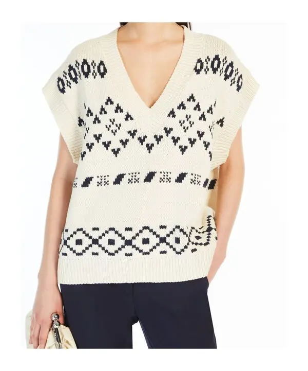 Max Mara Norway Jacquard Knit Vest - Nude