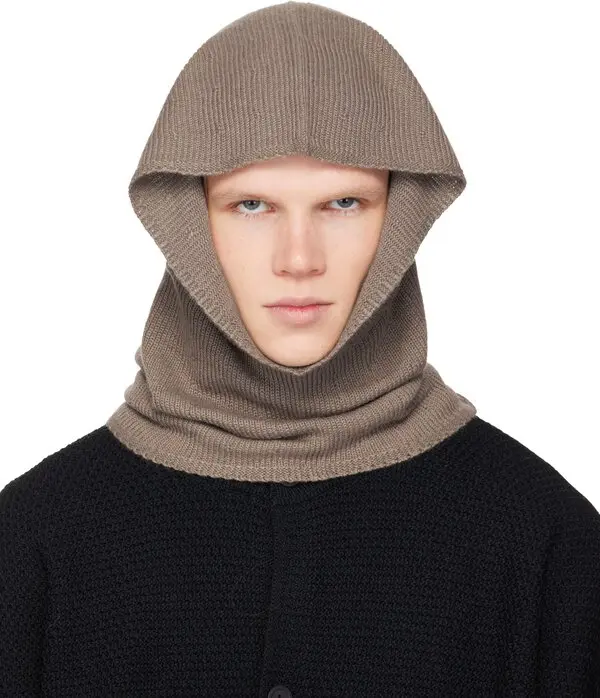 Issey Miyake Ribbed Knit Balaclava - Black