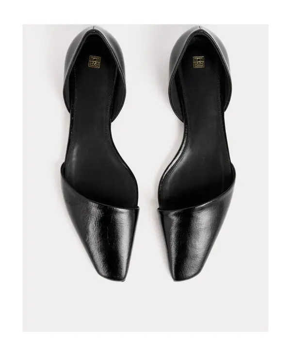 TOTEME Asymmetric D'orsay Leather Ballerina Flats