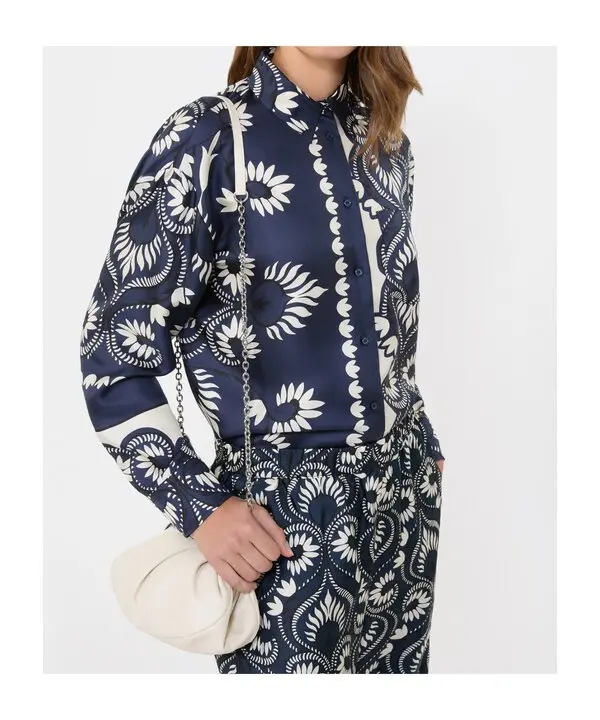 Max Mara Printed Silk Shirt - Blue