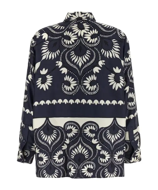 Max Mara Printed Silk Shirt - Blue