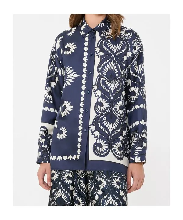 Max Mara Printed Silk Shirt - Blue