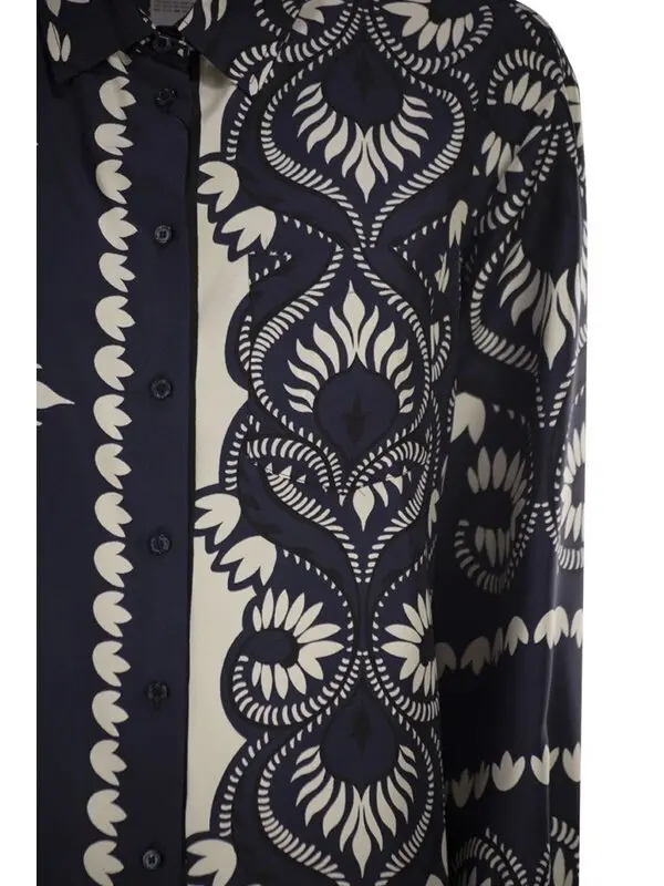 Max Mara Printed Silk Shirt - Blue