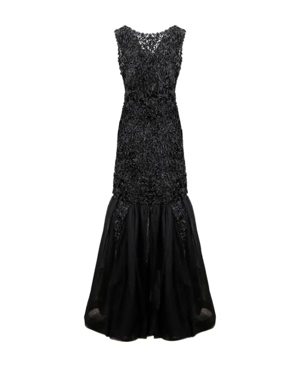 Alberta Ferretti Sleeveless Tulle Panelled Maxi Dress
