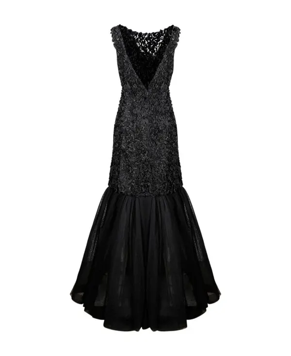 Alberta Ferretti Sleeveless Tulle Panelled Maxi Dress