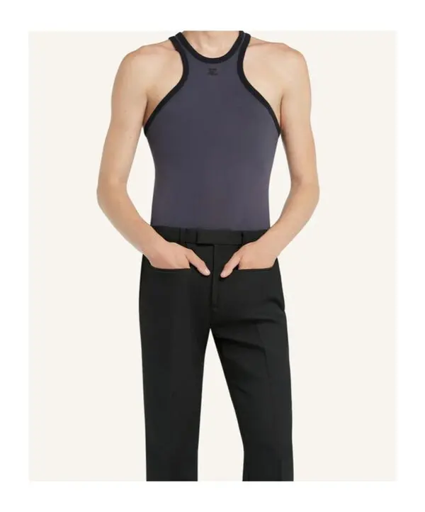 COURREGES Logo Embroidered Racerback Tank Top