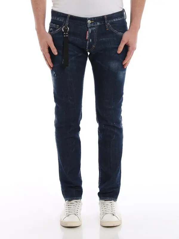 Dsquared2 Faded Stretch Denim Five-pocket Jeans - Black