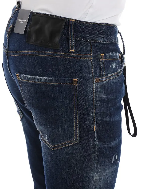 Dsquared2 Faded Stretch Denim Five-pocket Jeans - Black