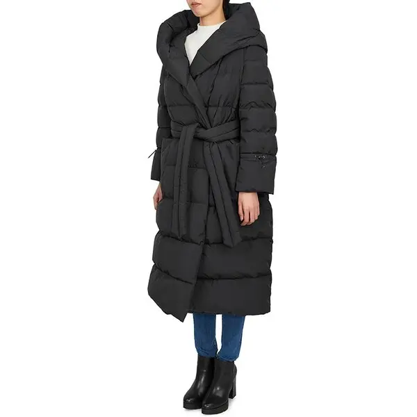 MOORER Long-sleeved Hooded Down Jacket With Waist Straps